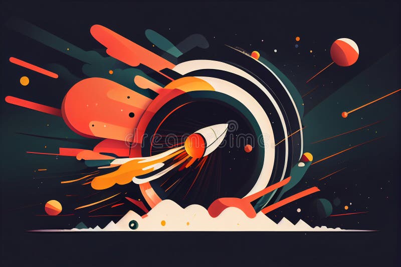 Spaceship and Solar System. Colorful Planets, Rocket, Galaxy and ...