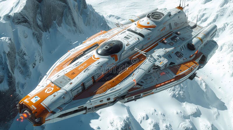 Spaceship in Space, Spacecraft Flying through the Universe Stock ...