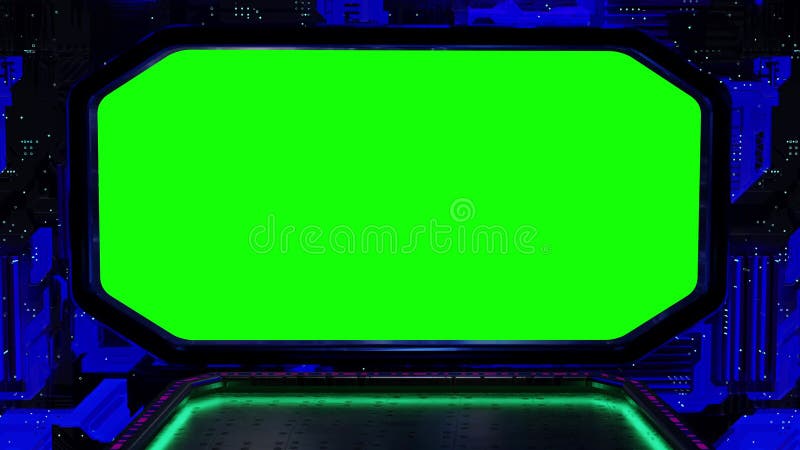 Spaceship or Space Station Window with the Green Screen Stock Footage ...