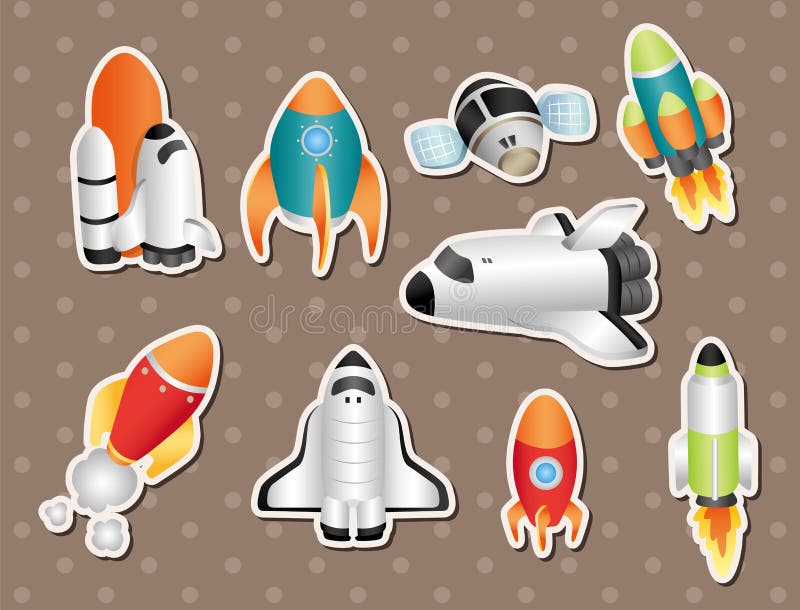 Spaceship stickers stock vector. Illustration of clipart - 26109588