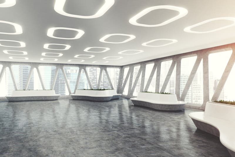 Spaceship Style Office Interior, Front Toned Stock Illustration ...