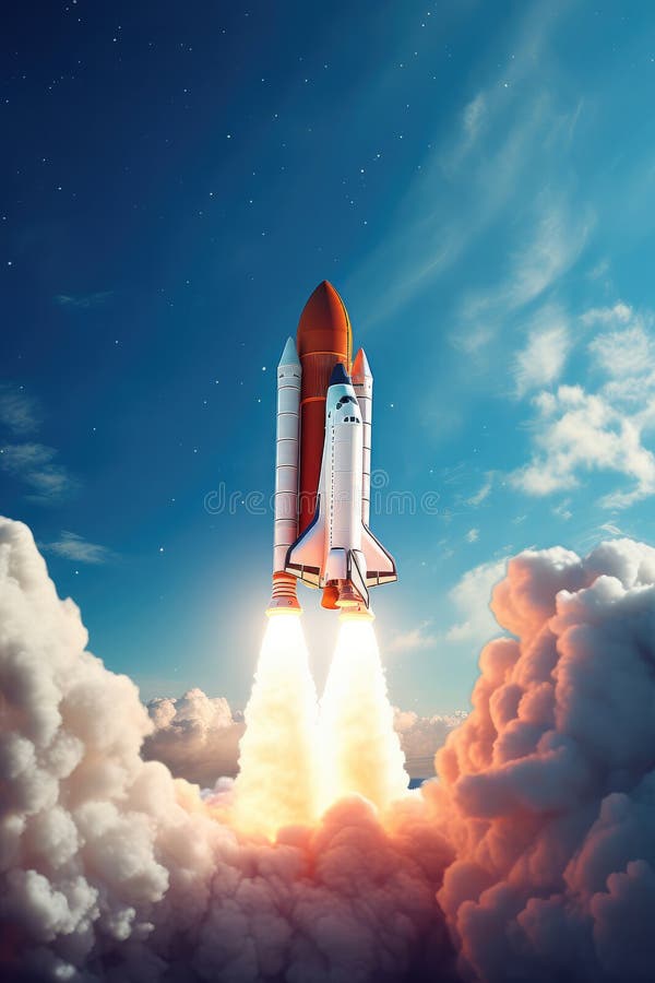 Spaceship Successfully Taking Off on a Clear Day Stock Image - Image of ...