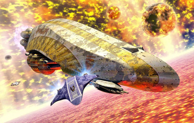 Spaceship sun explosion stock illustration. Illustration of fighter ...