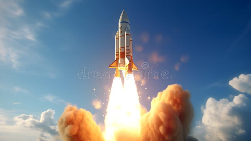 Spaceship Taking Off. Rocket Start Up Business Generative AI Stock ...