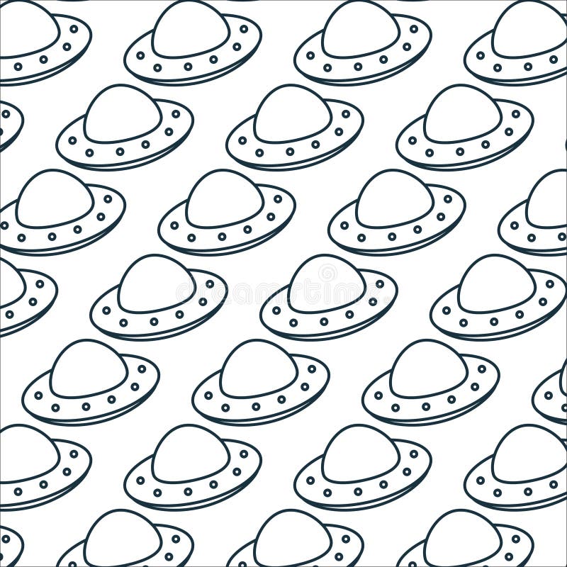 Spaceship Ufo Alien Color Fly Space Pattern Stock Vector - Illustration ...