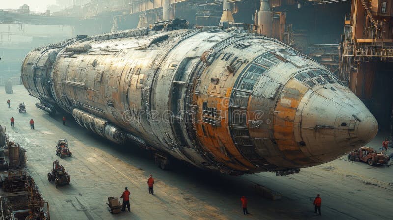 Spaceship Under Construction Stock Illustration - Illustration of ...