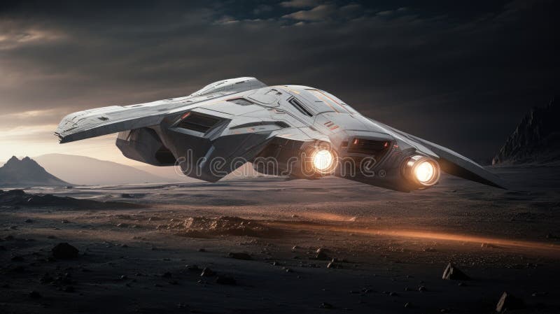 Spaceship in the Universe, Spacecraft Flying in Deep Space with Stars ...