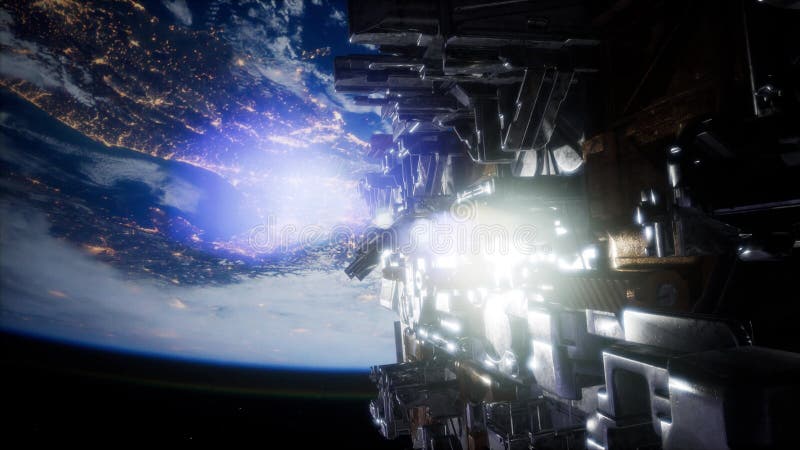 Spaceship with View on Space and Planet Earth Stock Footage - Video of ...