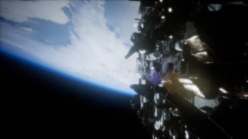 Spaceship with View on Space and Planet Earth Stock Video - Video of ...