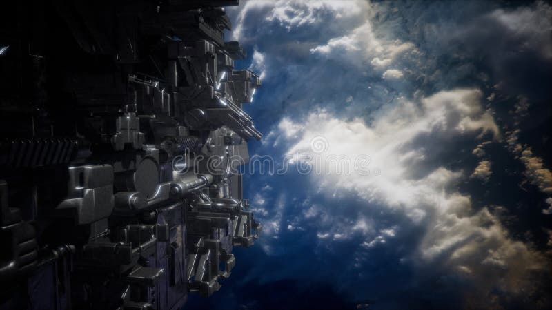 Spaceship with View on Space and Planet Earth Stock Footage - Video of ...