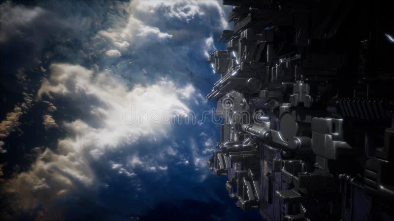 Spaceship with View on Space and Planet Earth Stock Video - Video of ...