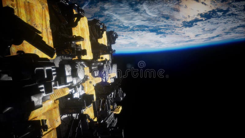 Spaceship with View on Space and Planet Earth Stock Footage - Video of ...