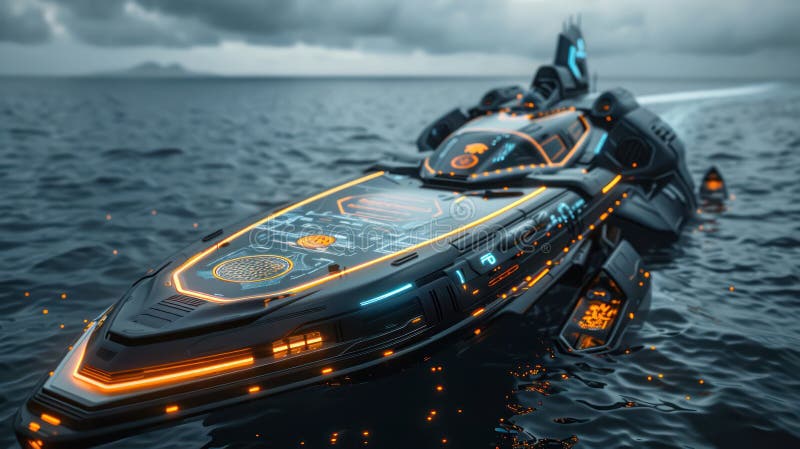 Spaceship on the water stock illustration. Illustration of wheel ...