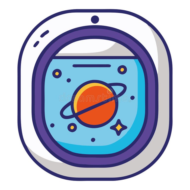 Spaceship Window View Saturn Icon Stock Vector - Illustration of space ...