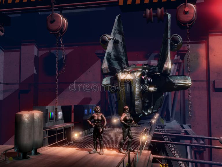 Spaceship at workshop stock photo. Image of modern, explosion - 294797948