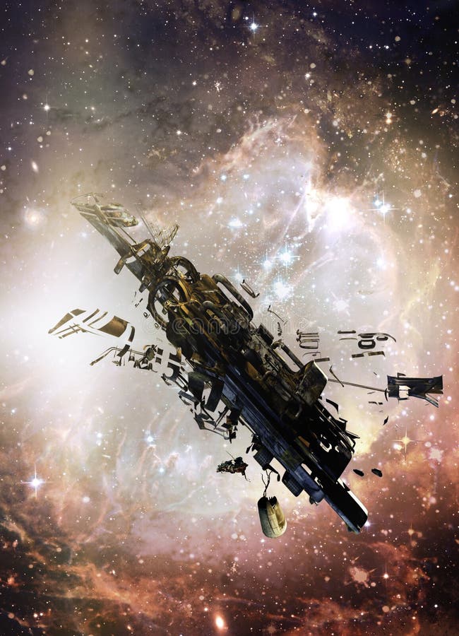 Spaceship Wreck into Deep Space Stock Illustration - Illustration of ...