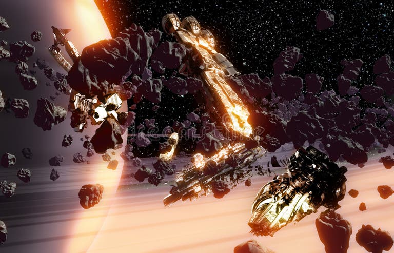 Spaceship Wreck into Deep Space Stock Illustration - Illustration of ...