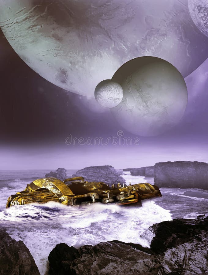 Spaceship crash stock illustration. Illustration of planet - 14302207