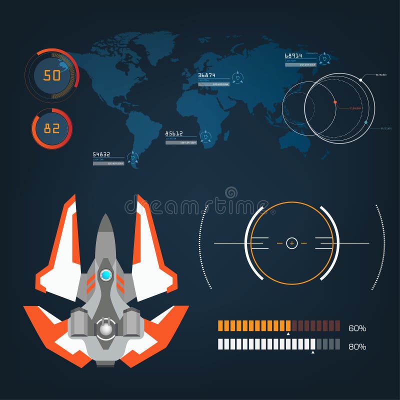 Spaceships Aircraft with Future Sight Action Mode Interface Stock ...
