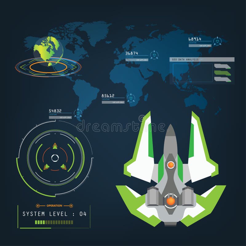 Spaceships Aircraft with Future Sight Action Mode Interface Stock ...
