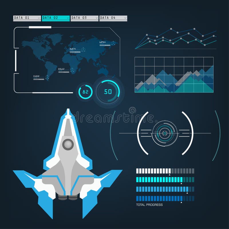 Spaceships Aircraft with Future Sight Action Mode Interface Stock ...