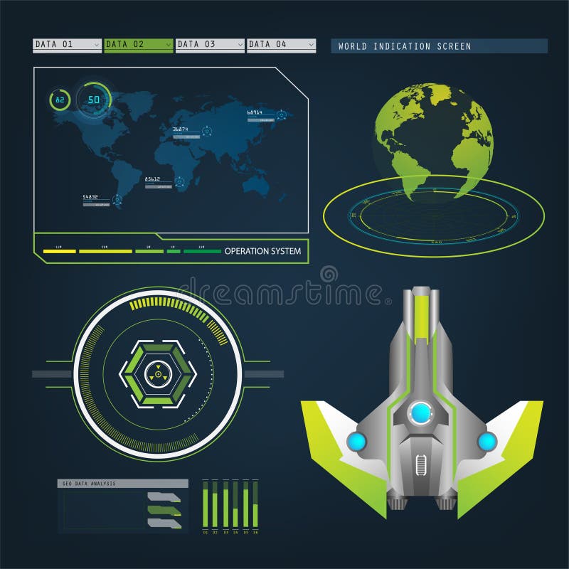 Spaceships Aircraft with Future Sight Action Mode Interface Stock ...