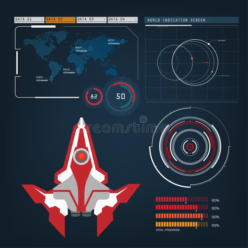 Spaceships Aircraft with Future Sight Action Mode Interface Stock ...