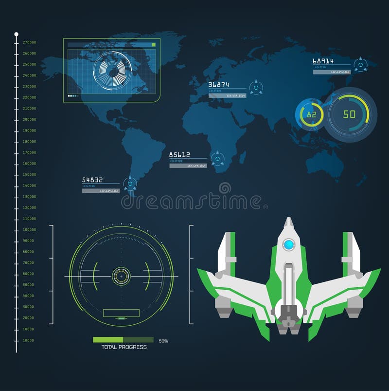 Spaceships Aircraft with Future Sight Action Mode Interface Stock ...