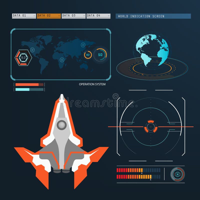 Spaceships Aircraft with Future Sight Action Mode Interface Stock ...