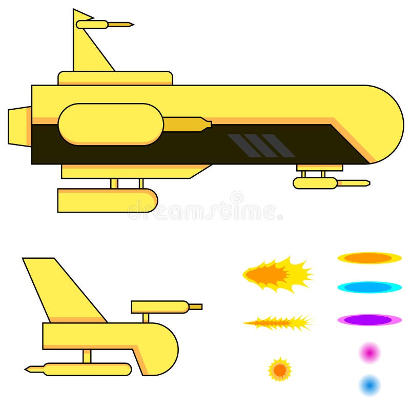 Spaceships and bullets stock vector. Illustration of flat - 44866494