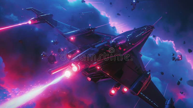 Spaceships are Engaged in a Galactic Battle. Stock Illustration ...