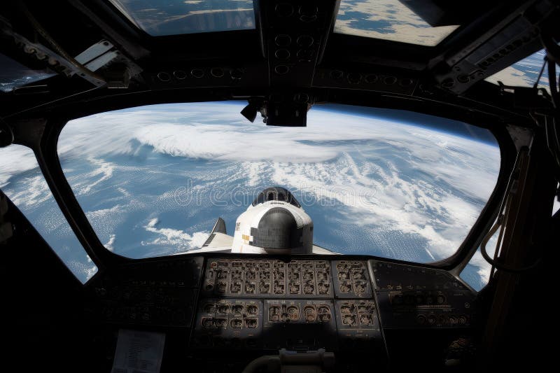 Spaceshuttle Launch, with View of the Earth Visible through the Window ...