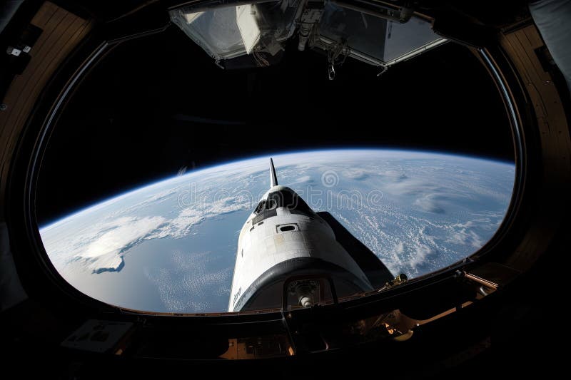 Spaceshuttle Launch, with View of the Earth Visible through the Window ...