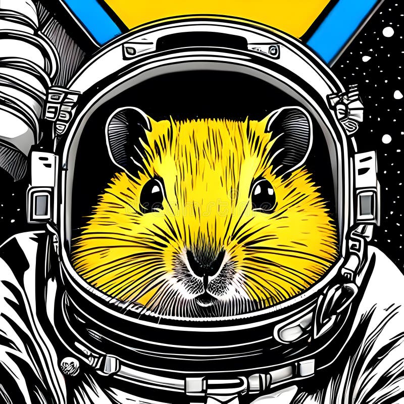 Spacesuited Hamster Astronaut Stock Illustration - Illustration of book ...