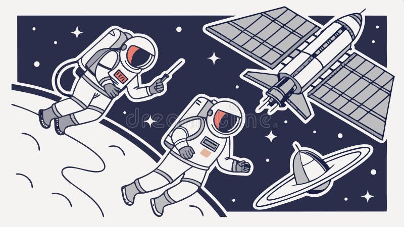Spacewalk Scene Astronauts, Depicting Space Exploration and Zero ...