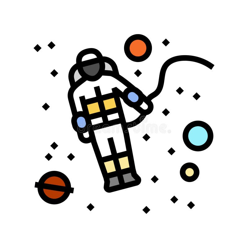 Spacewalk Space Exploration Color Icon Vector Illustration Stock ...