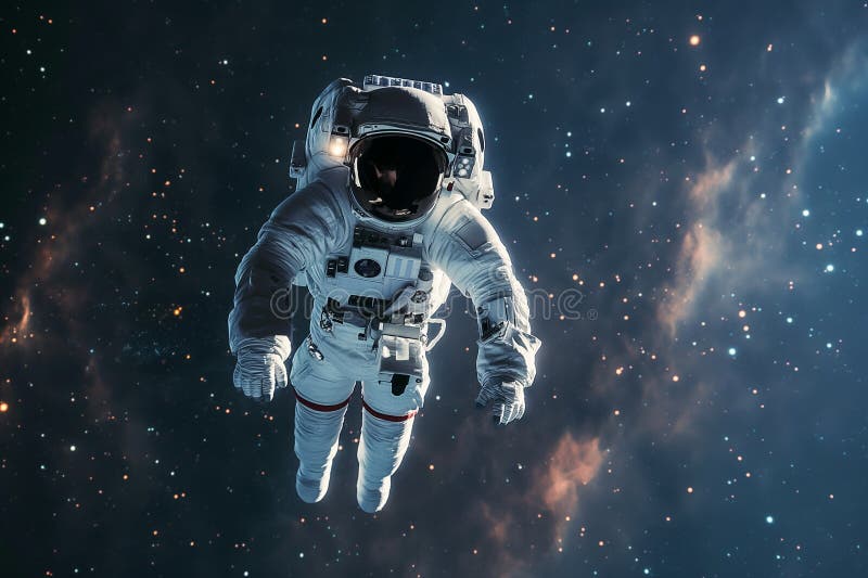 Spacewalking Astronaut in the Beautiful Space Background. Stock ...
