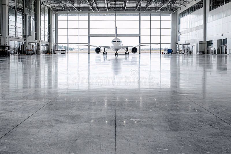 A Spacious Airplane Hangar with Clean Floors, Large Windows, and ...