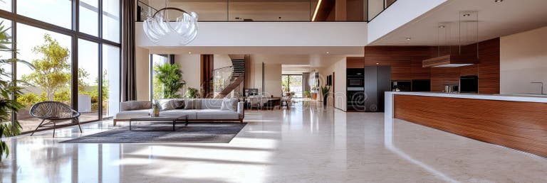 A Spacious and Airy Modern Home Interior Featuring an Open Floor Plan ...