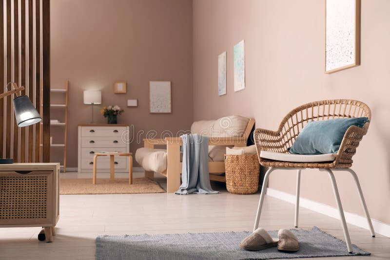 Spacious Apartment with Furniture. Interior Design Stock Image - Image ...