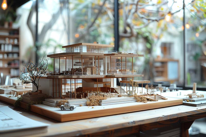 Spacious Architecture Firm with Models and Drafts in Motion Stock Image ...