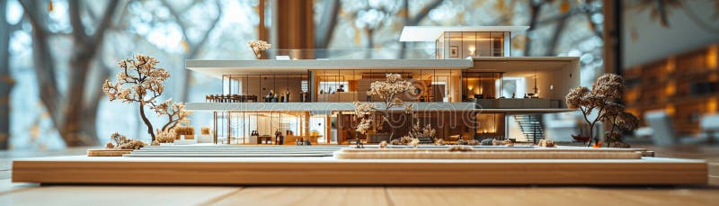 Spacious Architecture Firm with Models and Drafts in Motion Stock Image ...
