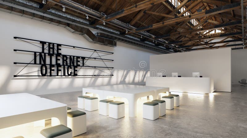 Spacious Area Labeled As the Internet Office with a Sign Stock ...