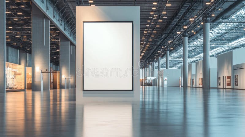 A Spacious Art Gallery Featuring a Large Blank Canvas on Display Stock ...
