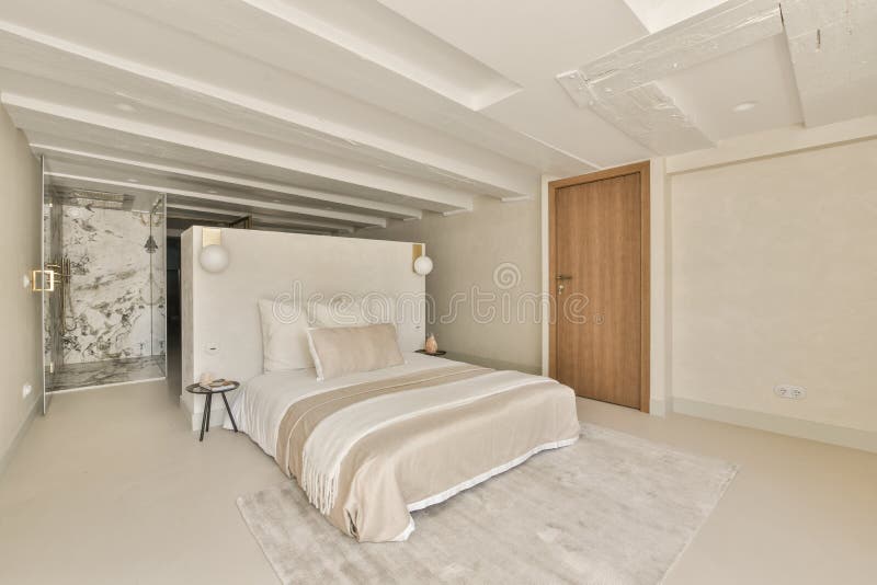 Spacious Bedroom in Modern Flat Stock Photo - Image of interior ...