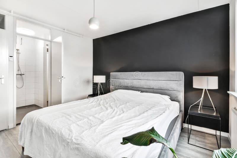 Spacious Bedroom in Modern House Stock Photo - Image of building ...