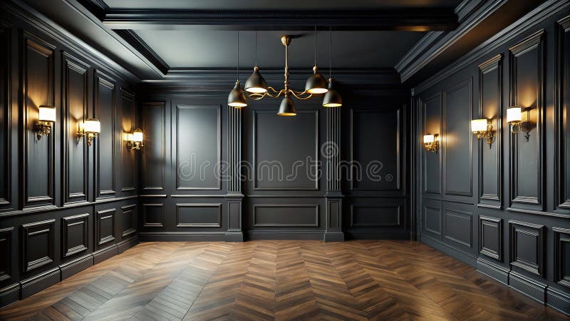 Spacious Black Empty Room with Classic Interior Design a Welcoming and ...