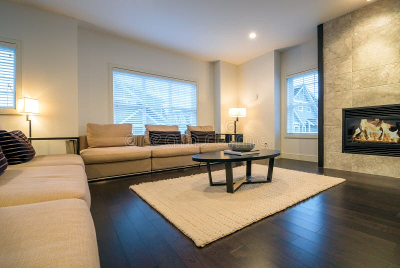 Spacious Bright Living Room Interior Stock Photo - Image of floor ...