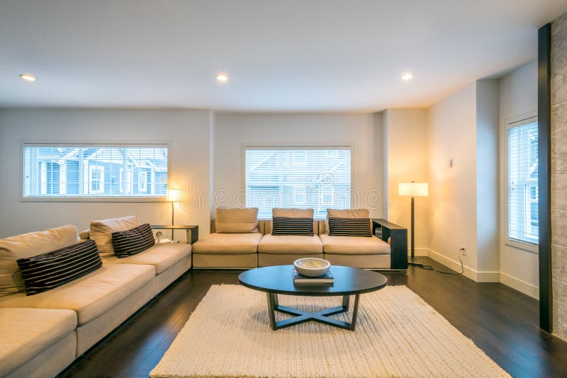 Spacious Bright Living Room Interior Stock Photo - Image of room ...