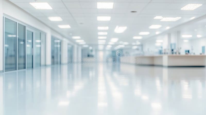 Spacious and Bright Modern Laboratory with Reflective Floors Background ...